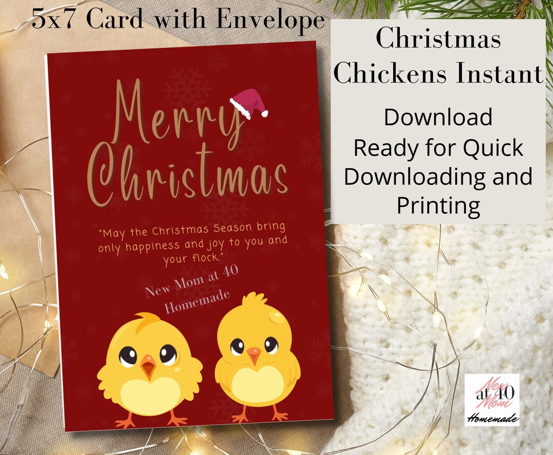 Chicken Christmas Hen and Chicks Christmas Digital Christmas - Etsy