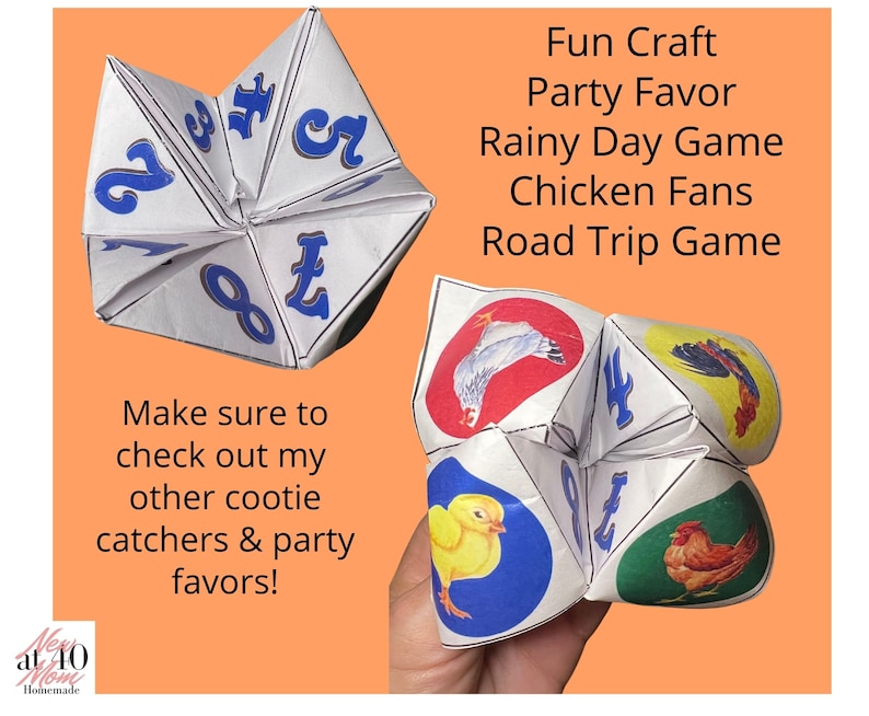 Chickens Cootie Catcher Game: Printable Origami Fortune Teller (instant ...
