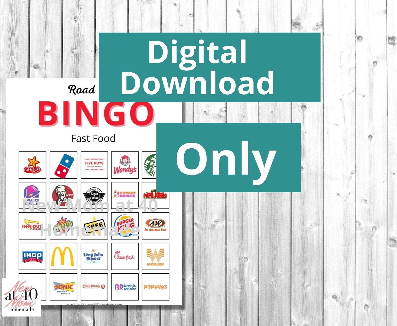 Fast Food Road Trip Bingo Printable Cards, Printable Bingo Cards ...