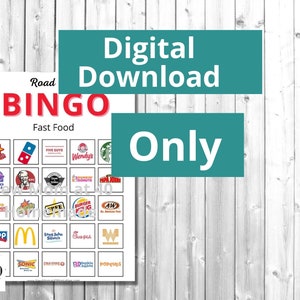 Fast Food Road Trip Bingo Printable Cards, Printable Bingo Cards ...
