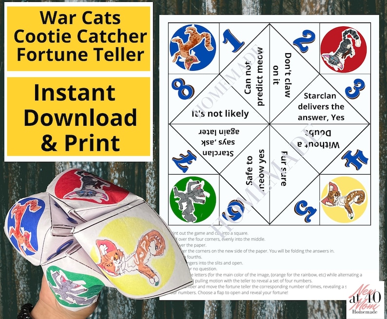 War Cats Cootie Catcher Game Instant Download, Party Game. Party Favor ...