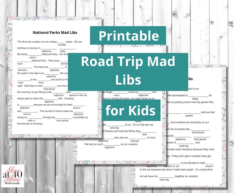 Mad Libs Printable Road Trip Game for Kids, Fun Fill in the Blank Game ...