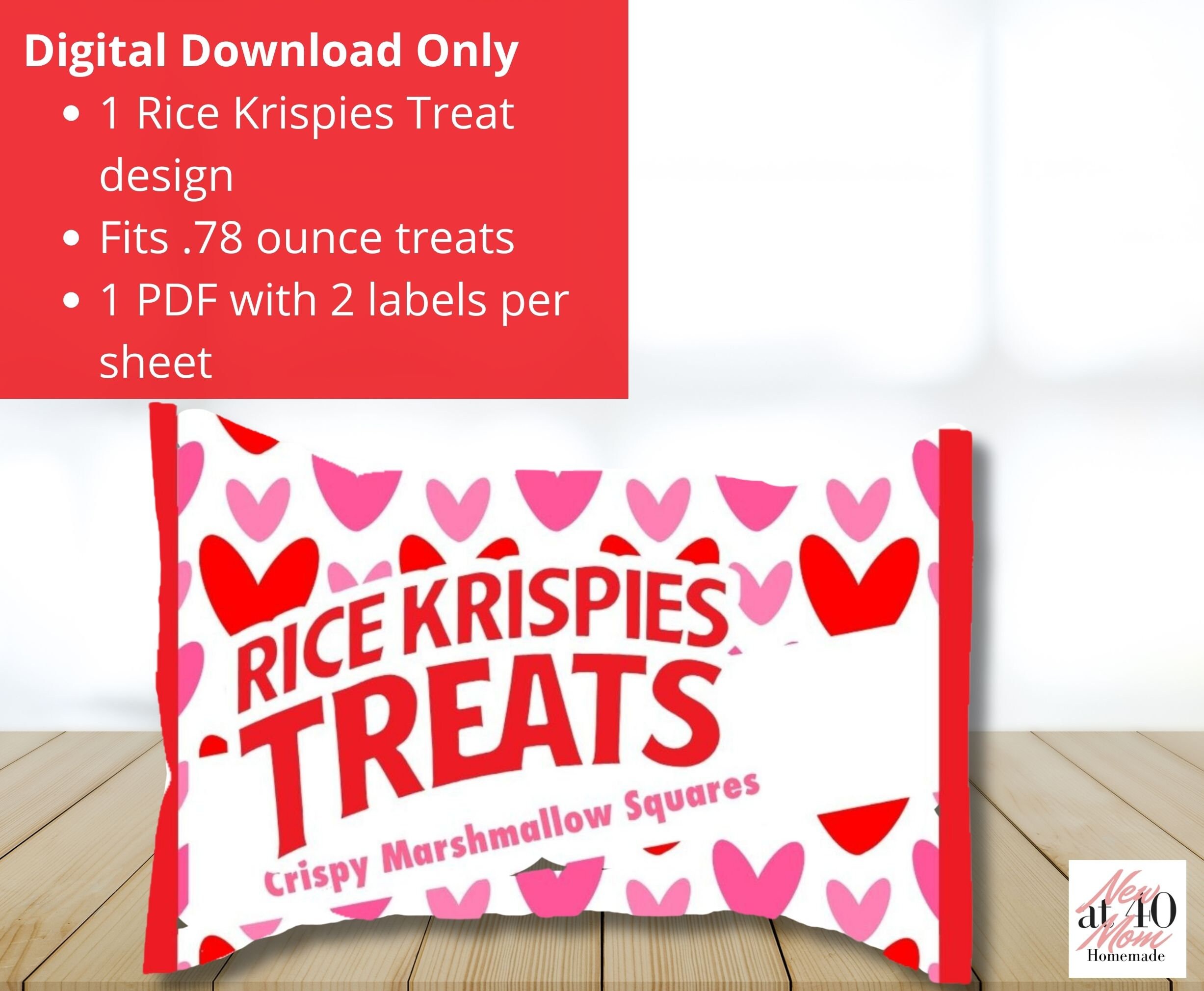 DIGITAL DOWNLOAD Valentine's Day Theme Rice Krispies Treats Labels ...