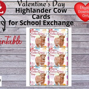 Highlander Cow Valentine Card, Digital Download, Cow Printable, Kids ...