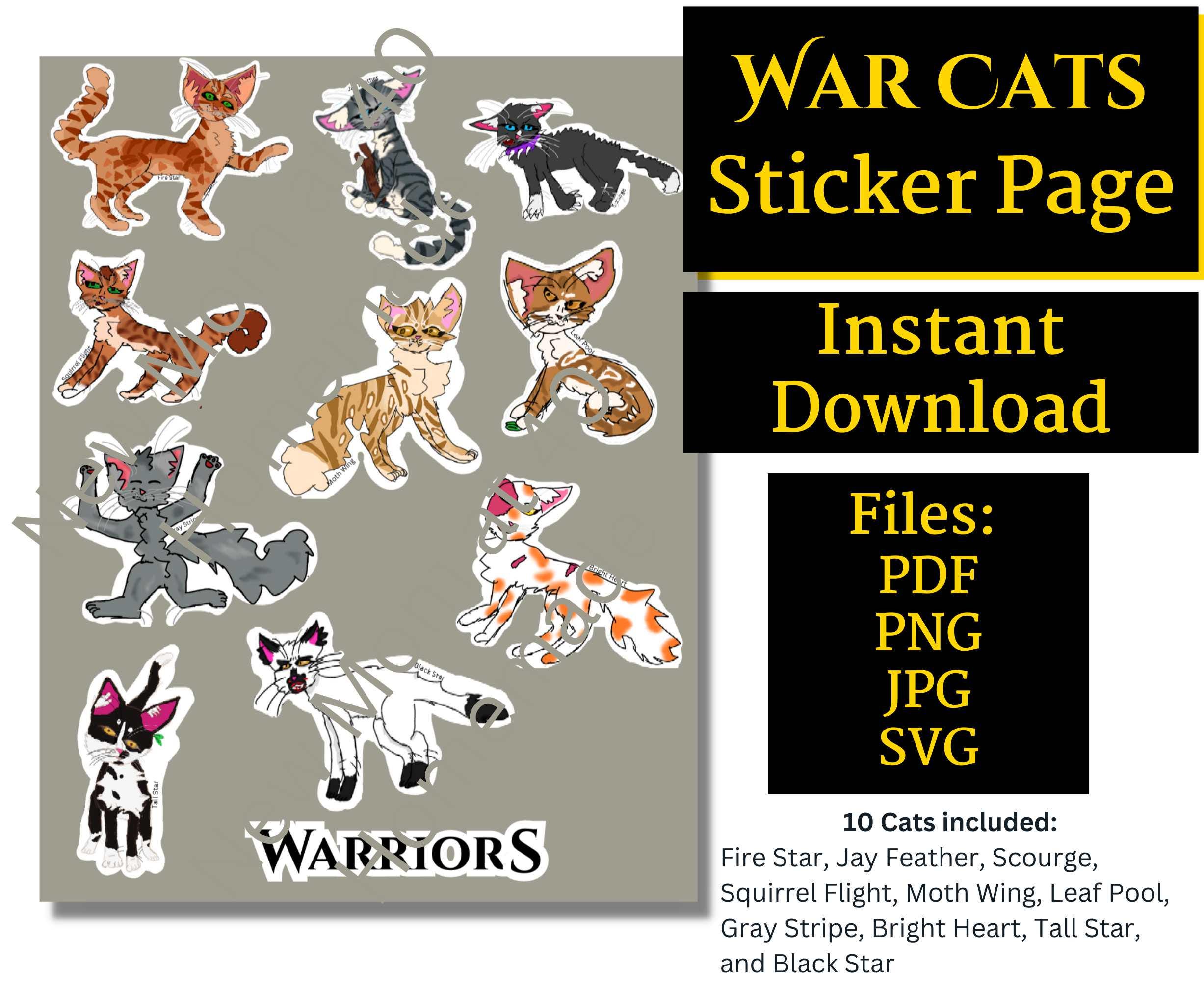 War Cats Stickers, Instant Download, Printable, Firestar, Digital ...