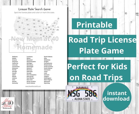 Printable Road Trip License Plate Game Travel Game Car Game | Etsy