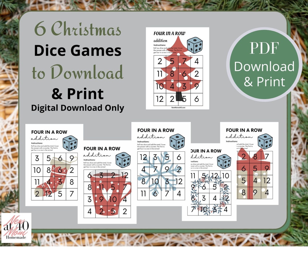 Christmas Math Dice Game for Kids, Download Print Dice Game, Digital ...
