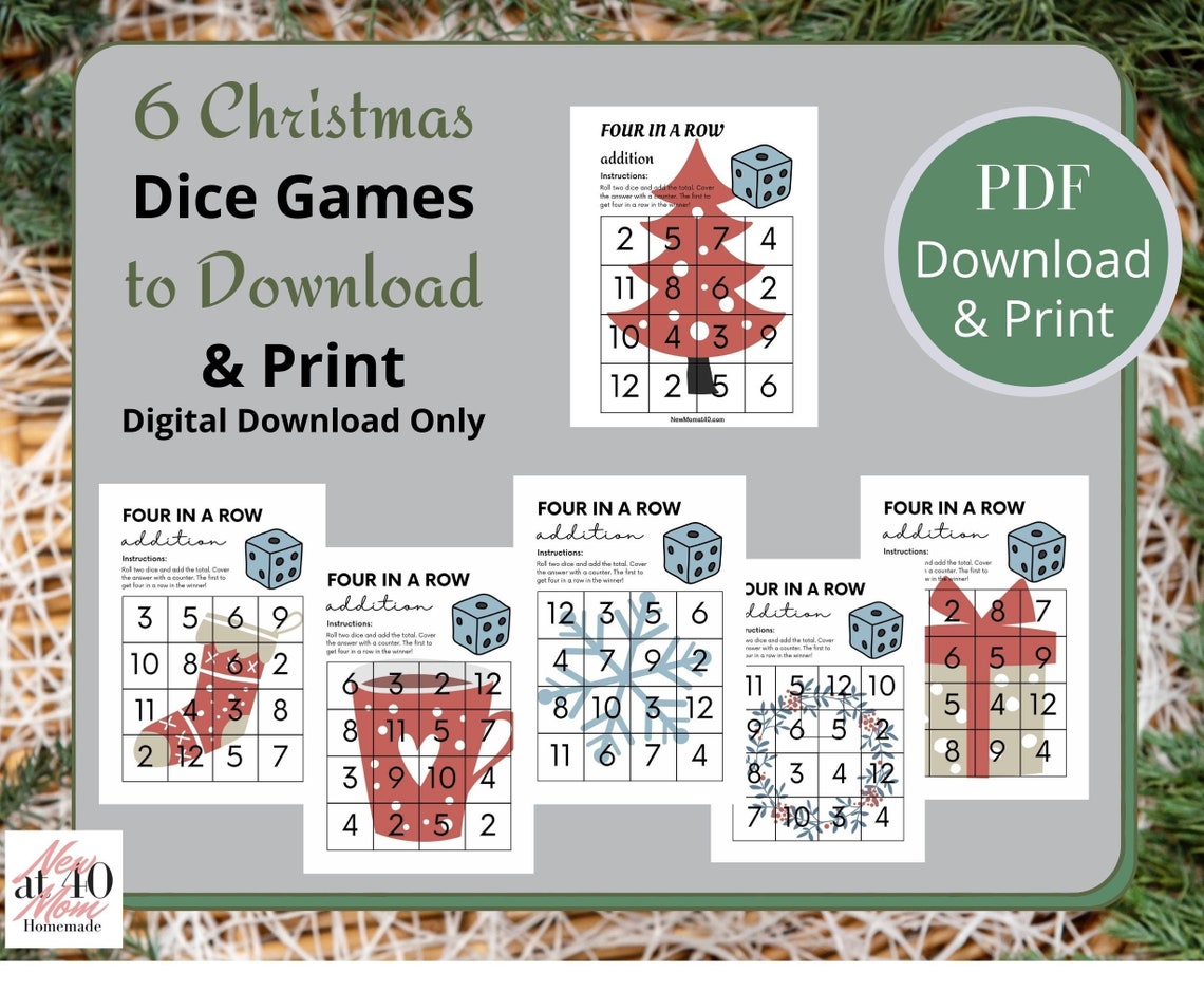 Christmas Math Dice Game for Kids, Download Print Dice Game, Digital ...