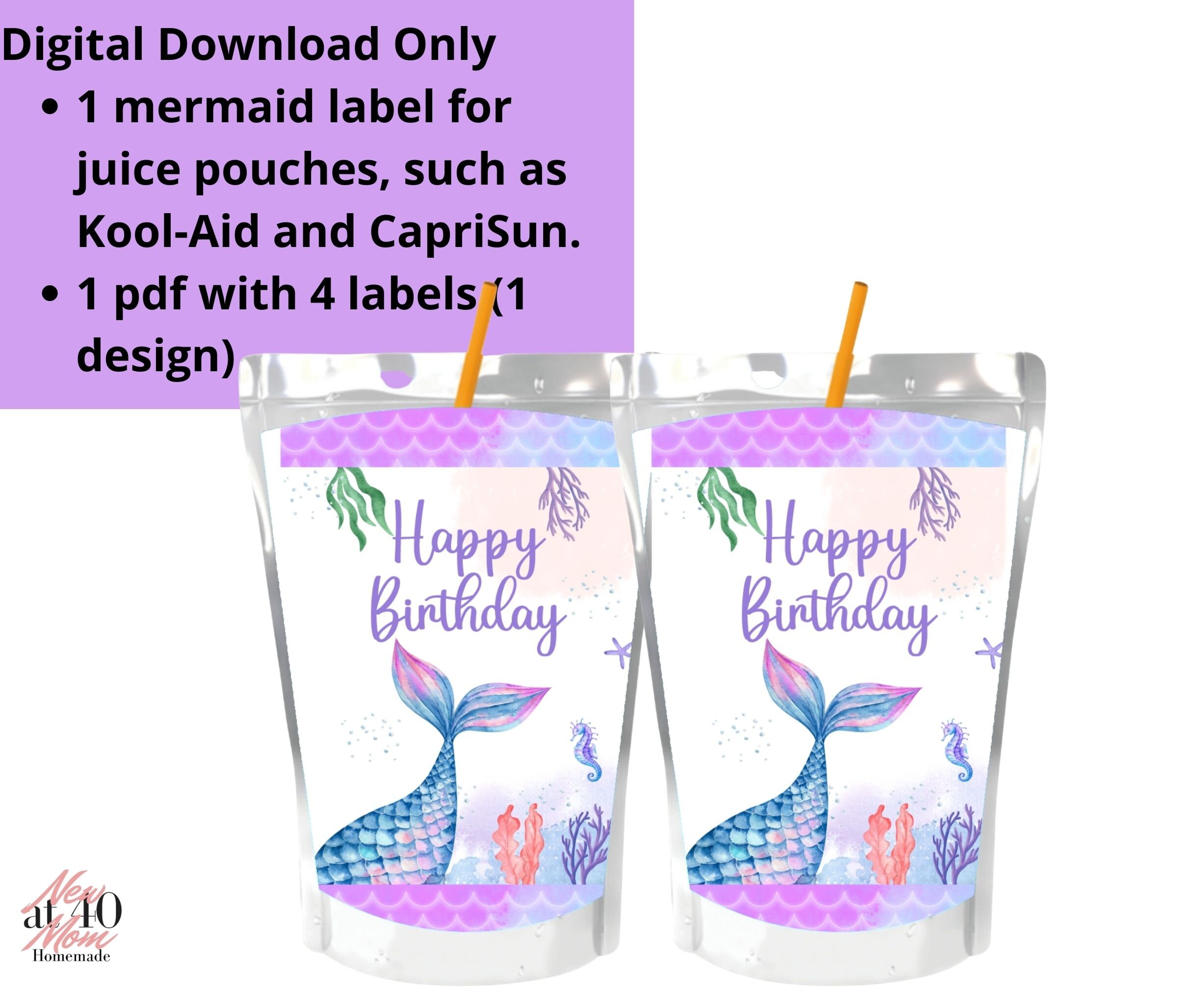 Juice Pouch Labels for a Mermaid Under the Sea Birthday Party, Mermaid ...