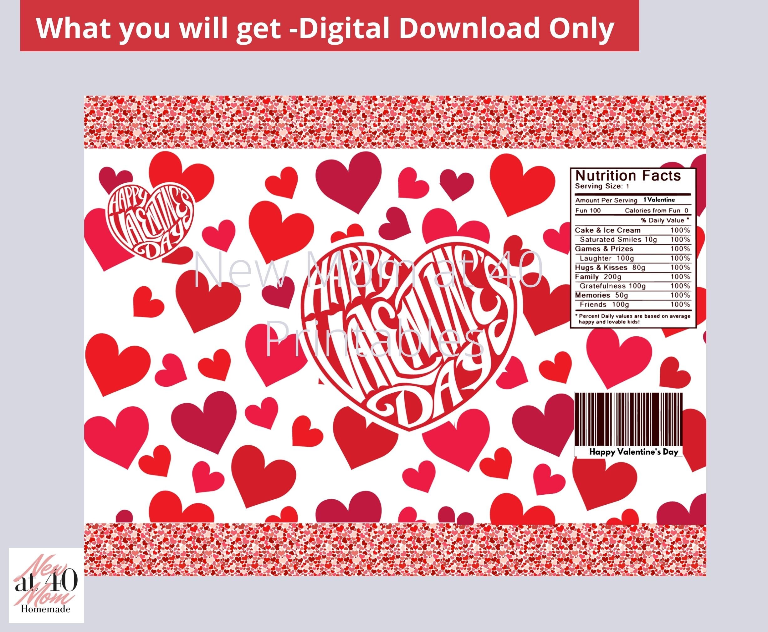 DIGITAL DOWNLOAD Valentine Red Hearts Theme Chip Bag Labels Printable ...