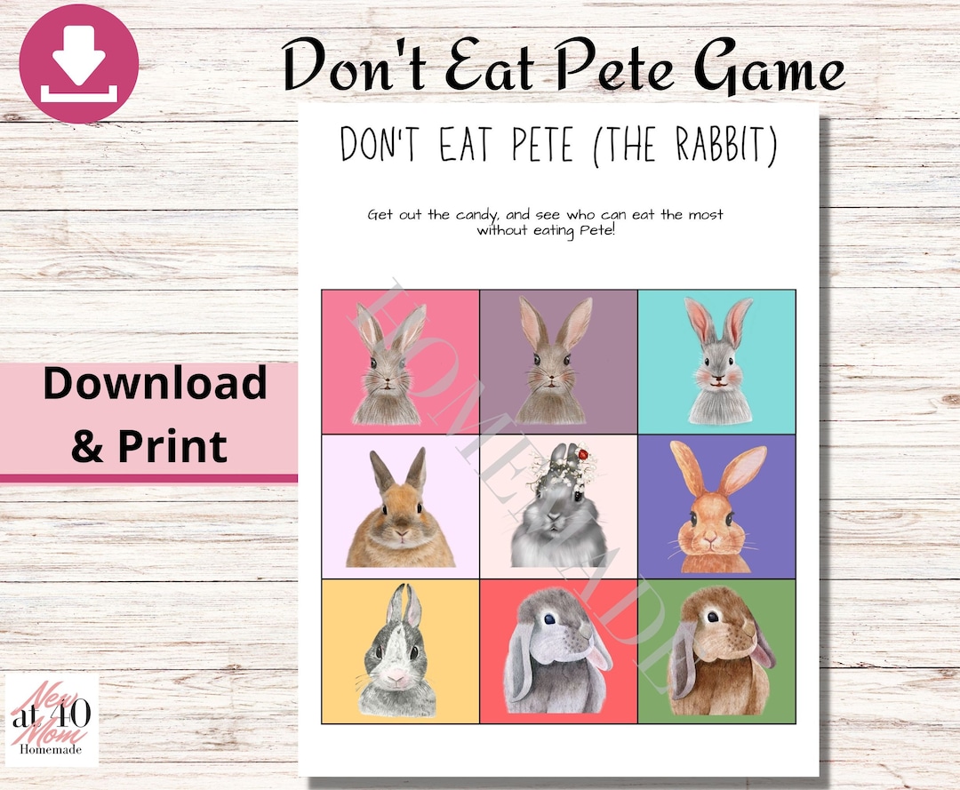 Easter Don't Eat Pete Game, Rabbit Edition (printable PDF) - Etsy