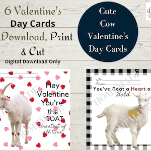Goat Valentine Card, Digital Download, Goat Valentine Printable, Kids ...