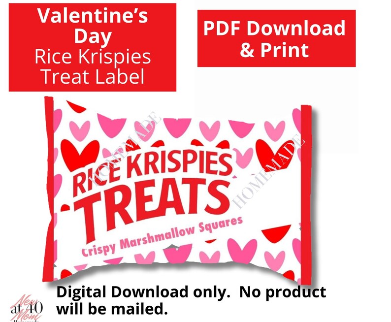 DIGITAL DOWNLOAD Valentine's Day Theme Rice Krispies Treats Labels ...