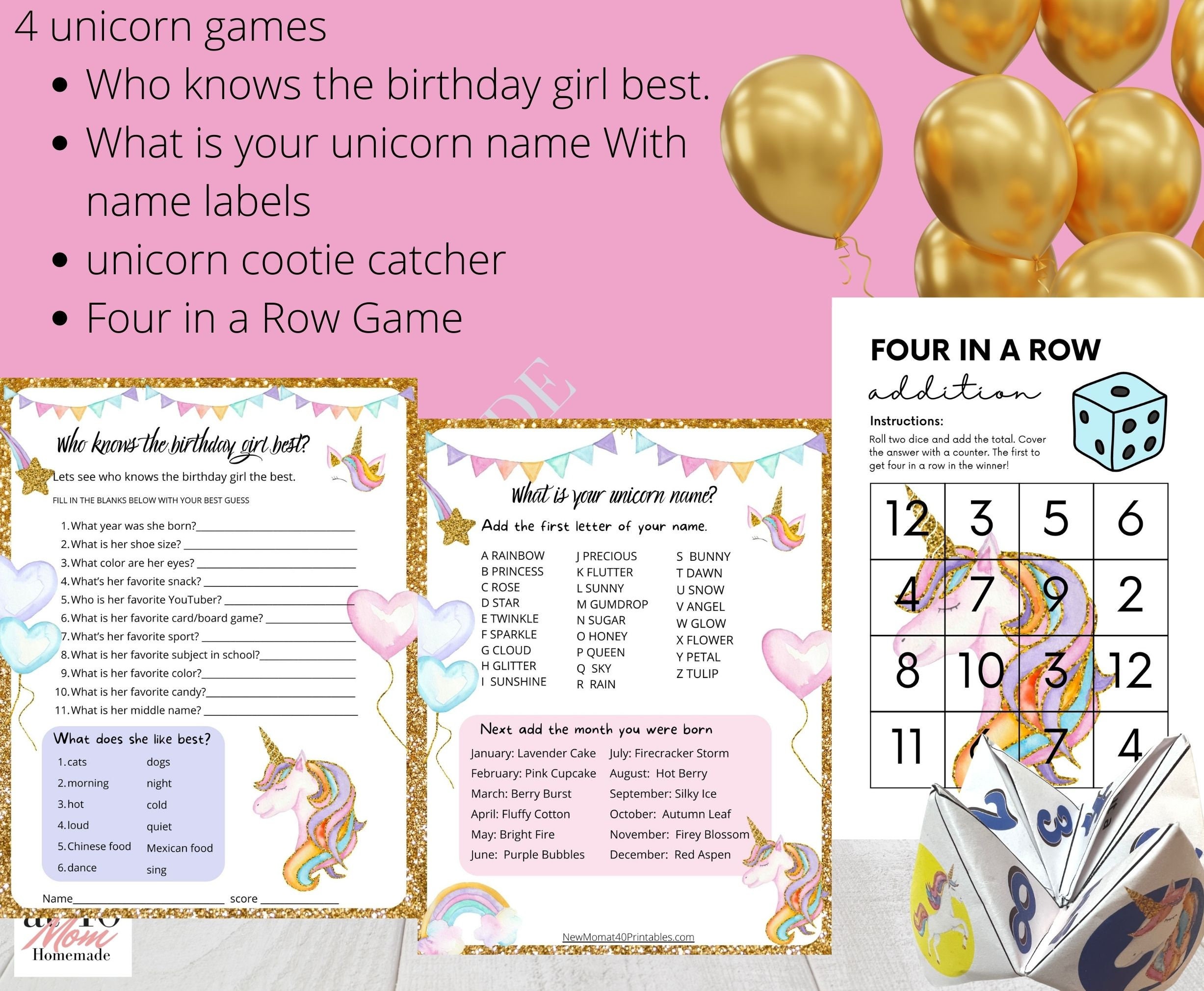 Instant Download HUGE Unicorn Birthday Party Bundle, Dice Game, Cootie ...