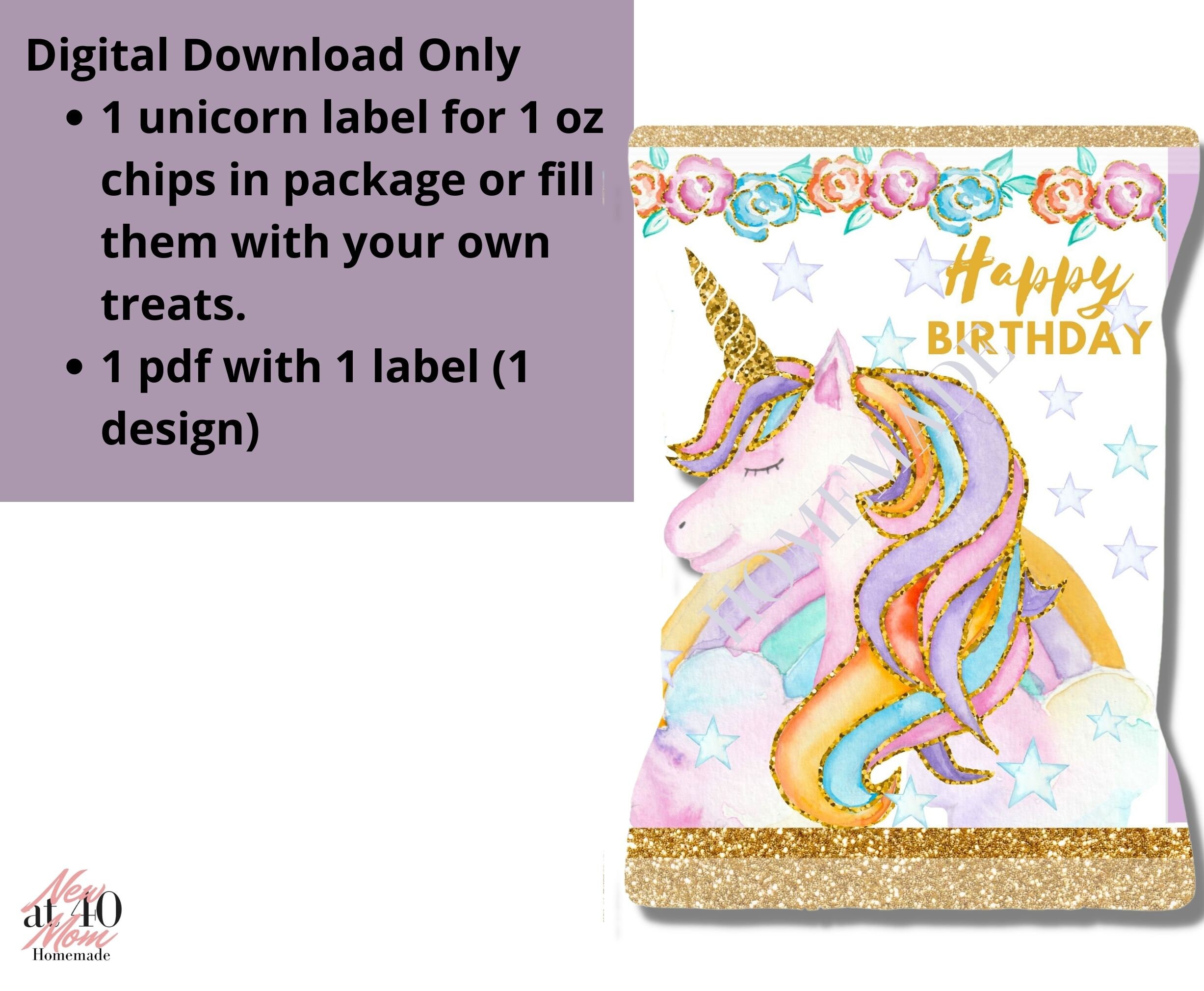 DIGITAL DOWNLOAD Unicorn Theme Chip Bag Labels Printable, Unicorn Treat ...