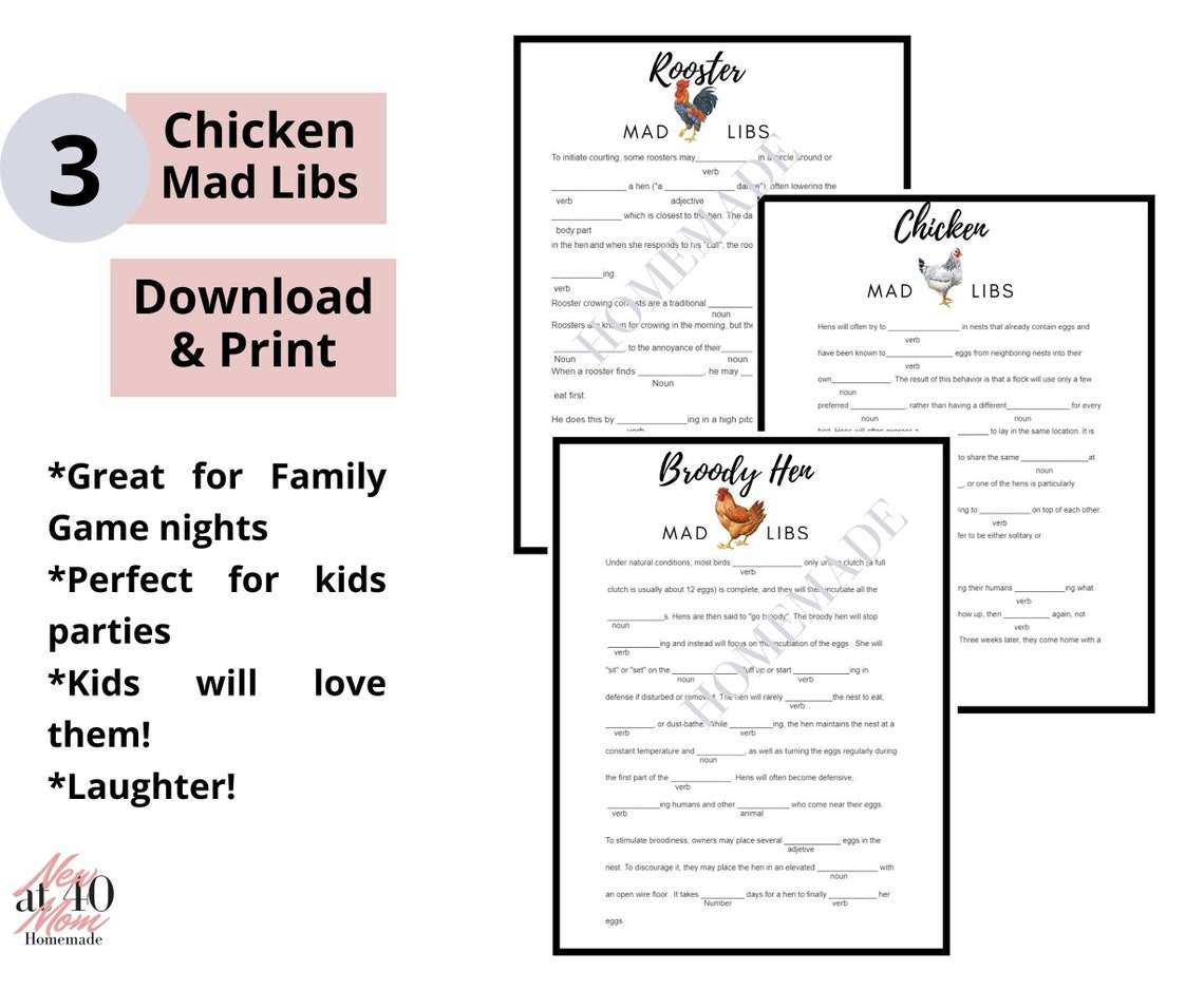Chicken Mad Libs, Kids Party Game (printable PDF) - Etsy