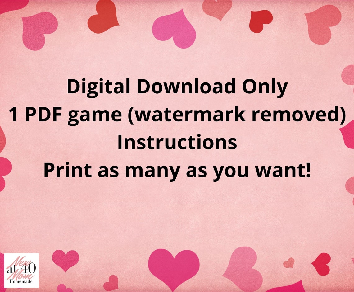 MASH Valentine Themed Printable Party Game - Instant Download Bridal ...