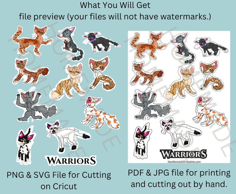 War Cats Stickers, Instant Download, Printable, Firestar, Digital ...