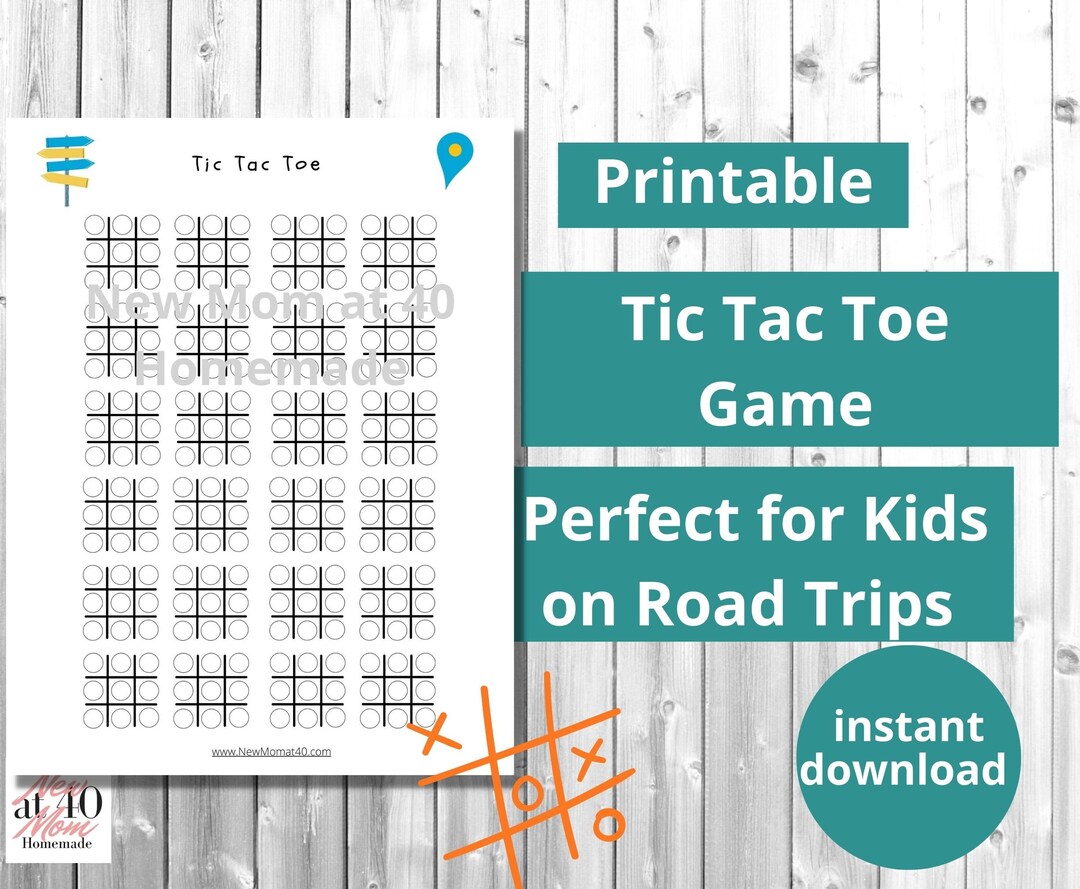 Instant Download, Printable Tic Tac Toe Game, Travel Game, Car Game ...