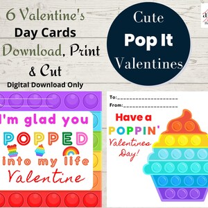 Pop It Fidget Valentine Card, Digital Download Printable Kids Valentine ...