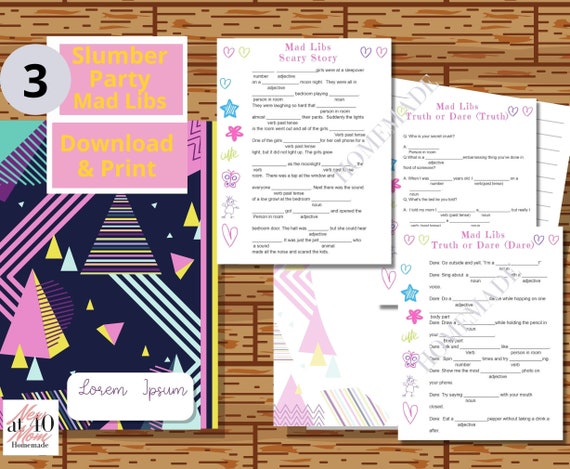 Mad Libs for Kids Printable Sleepover Game Party Game Kids - Etsy