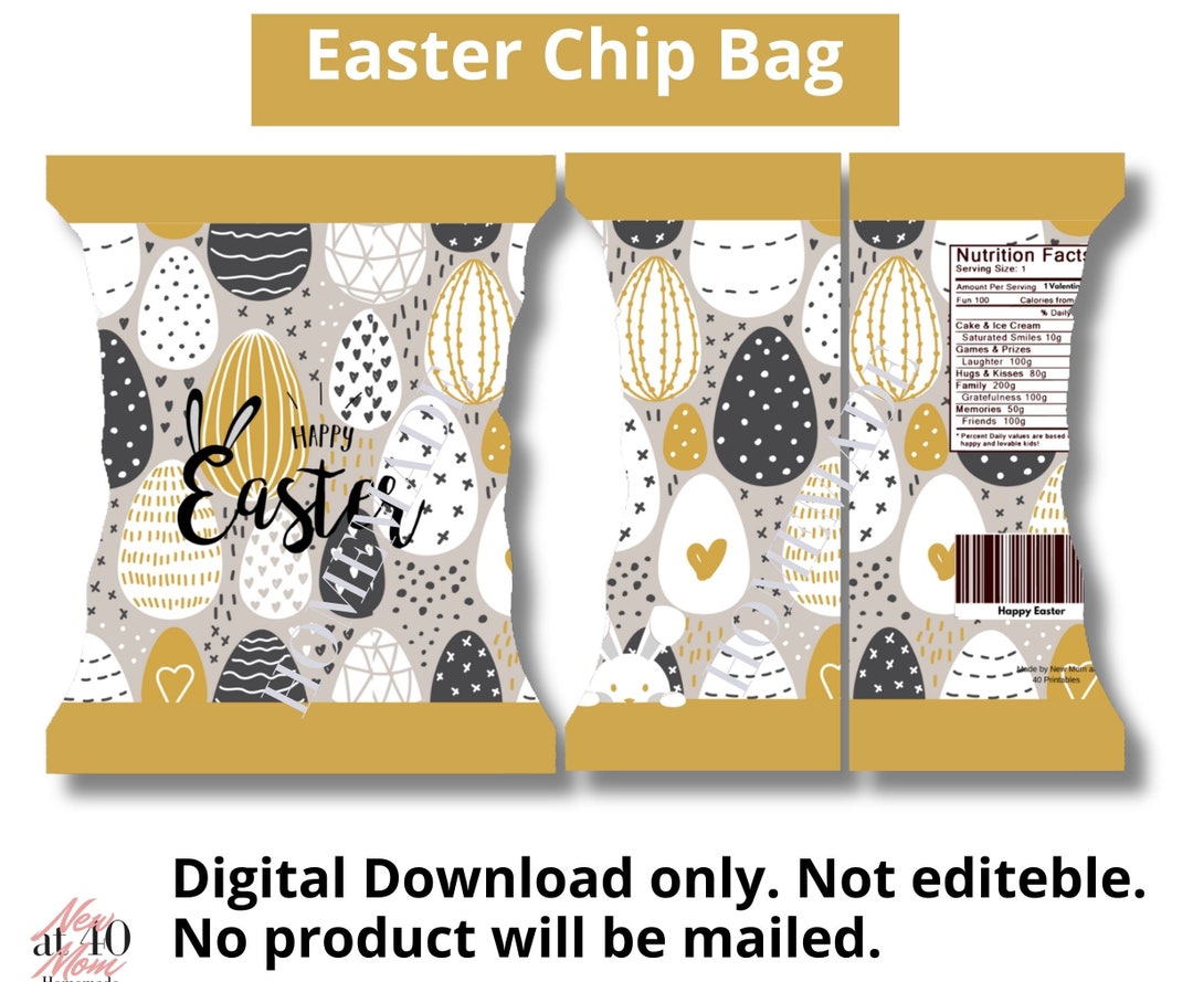 DIGITAL DOWNLOAD Easter Themed Chip Bag Labels Printable, Easter Egg ...