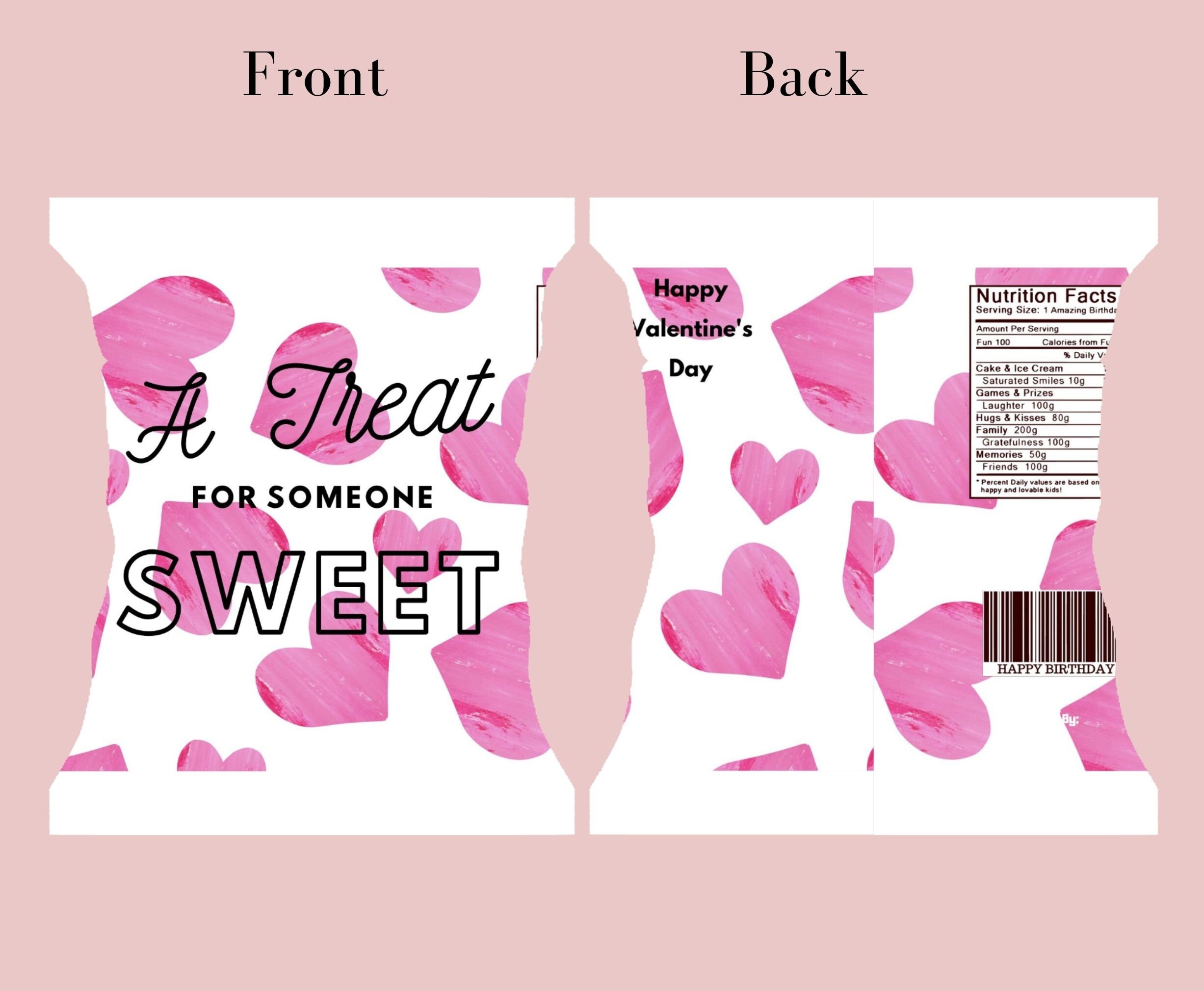 DIGITAL DOWNLOAD Valentine Pink Hearts Theme Chip Bag Labels Printable ...