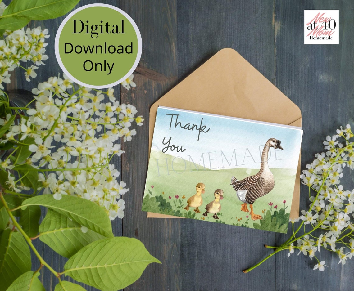 Goose and Goslings Thank You Card Goose Thank You Card, Goose Card ...