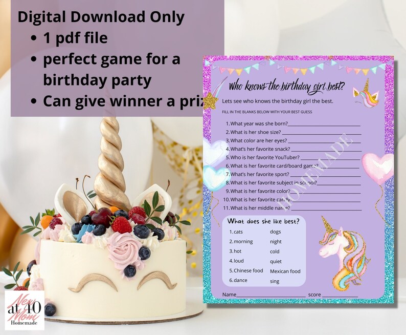 Instant Download Who Knows the Birthday Girl Best, Birthday Party Game ...