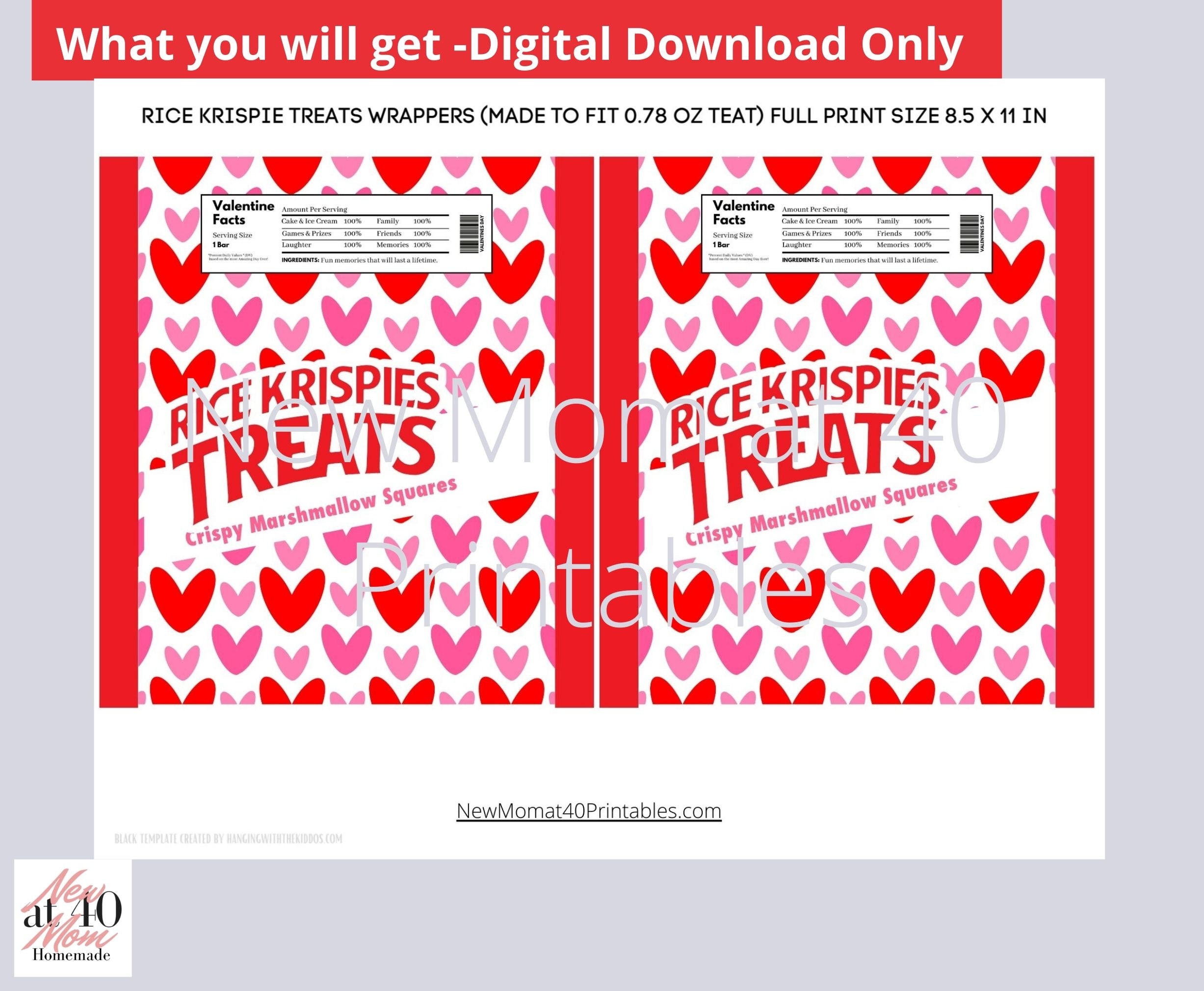 DIGITAL DOWNLOAD Valentine's Day Theme Rice Krispies Treats Labels ...