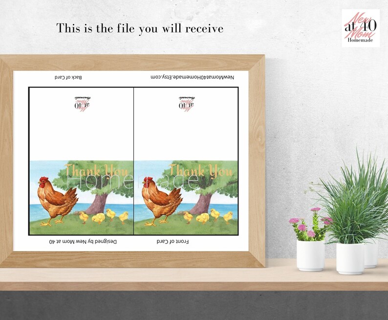Hen and Chicks Thank You Card, Watercolor Farm Art (digital Download ...
