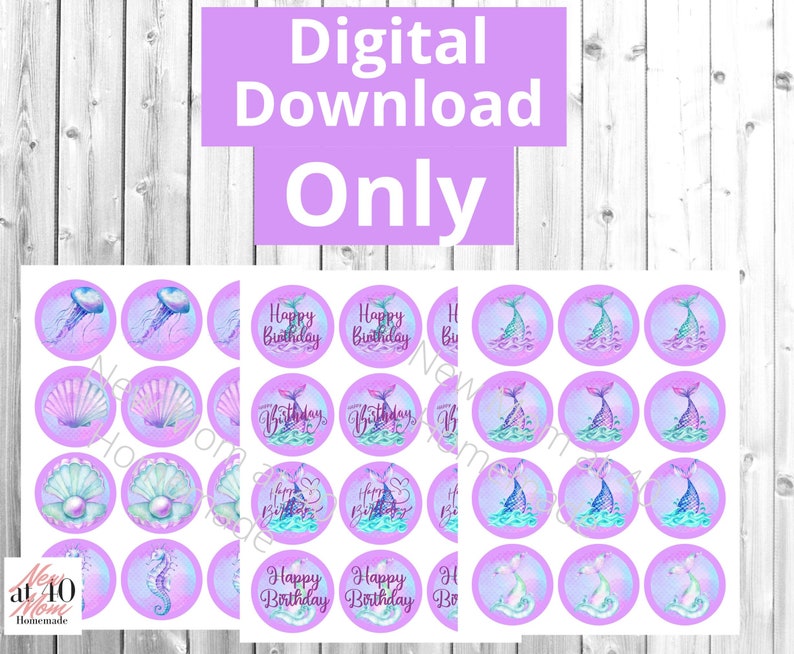 DIGITAL DOWNLOAD and Print Mermaid Under the Sea Cupcake Toppers ...