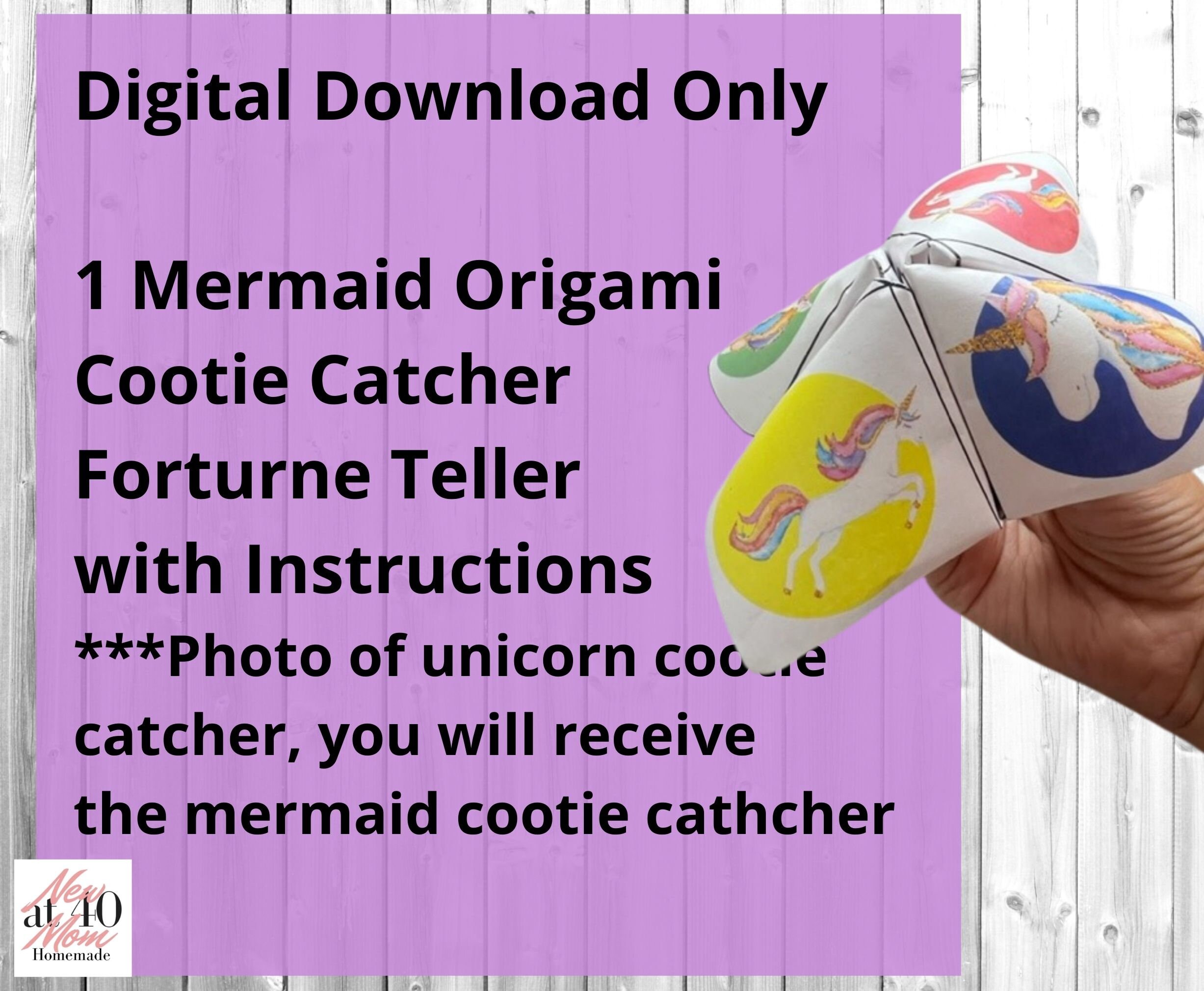 Mermaid Fortune Teller Cootie Catcher, Kids Party Game (printable PDF ...