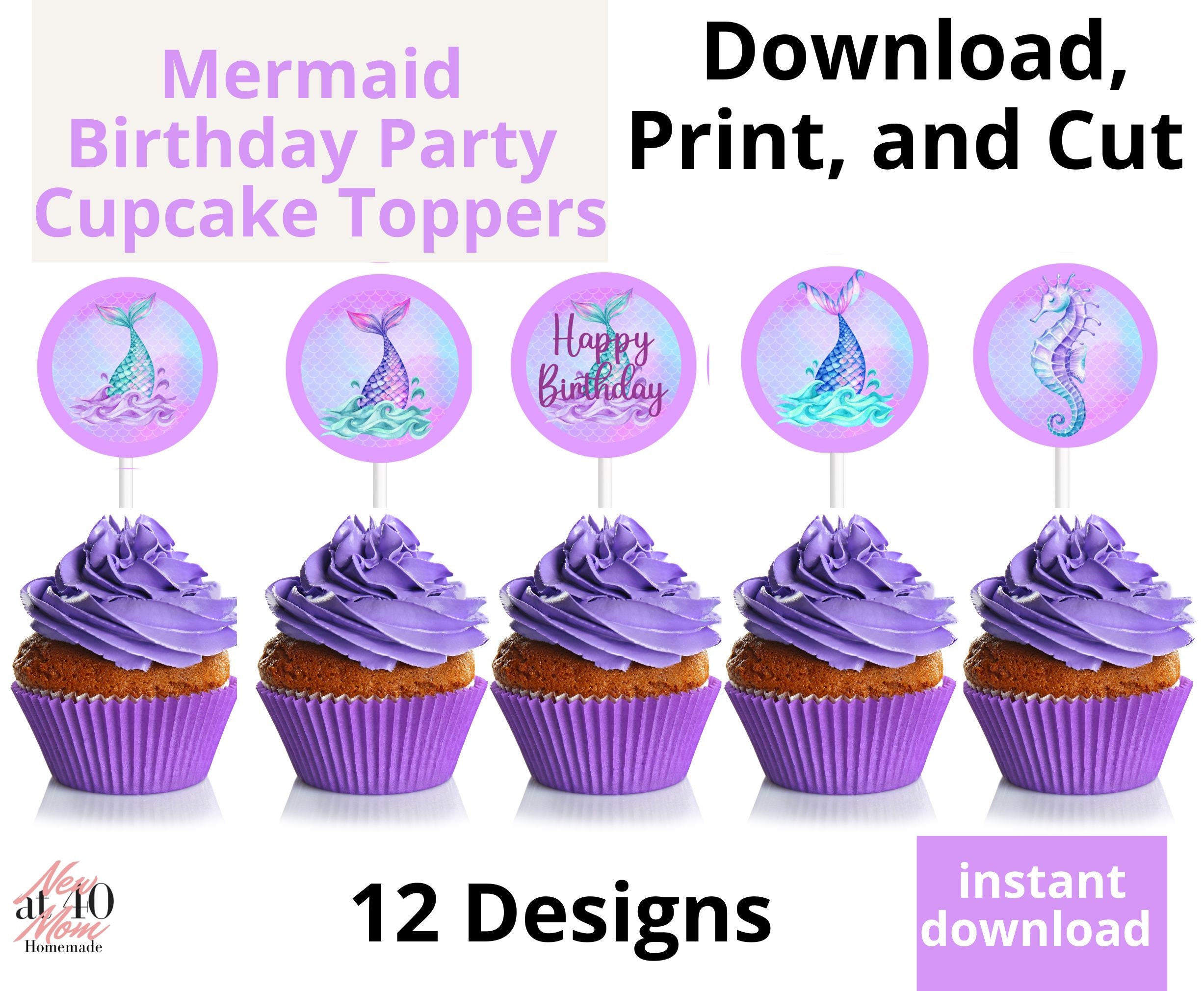 DIGITAL DOWNLOAD and Print Mermaid Under the Sea Cupcake Toppers ...