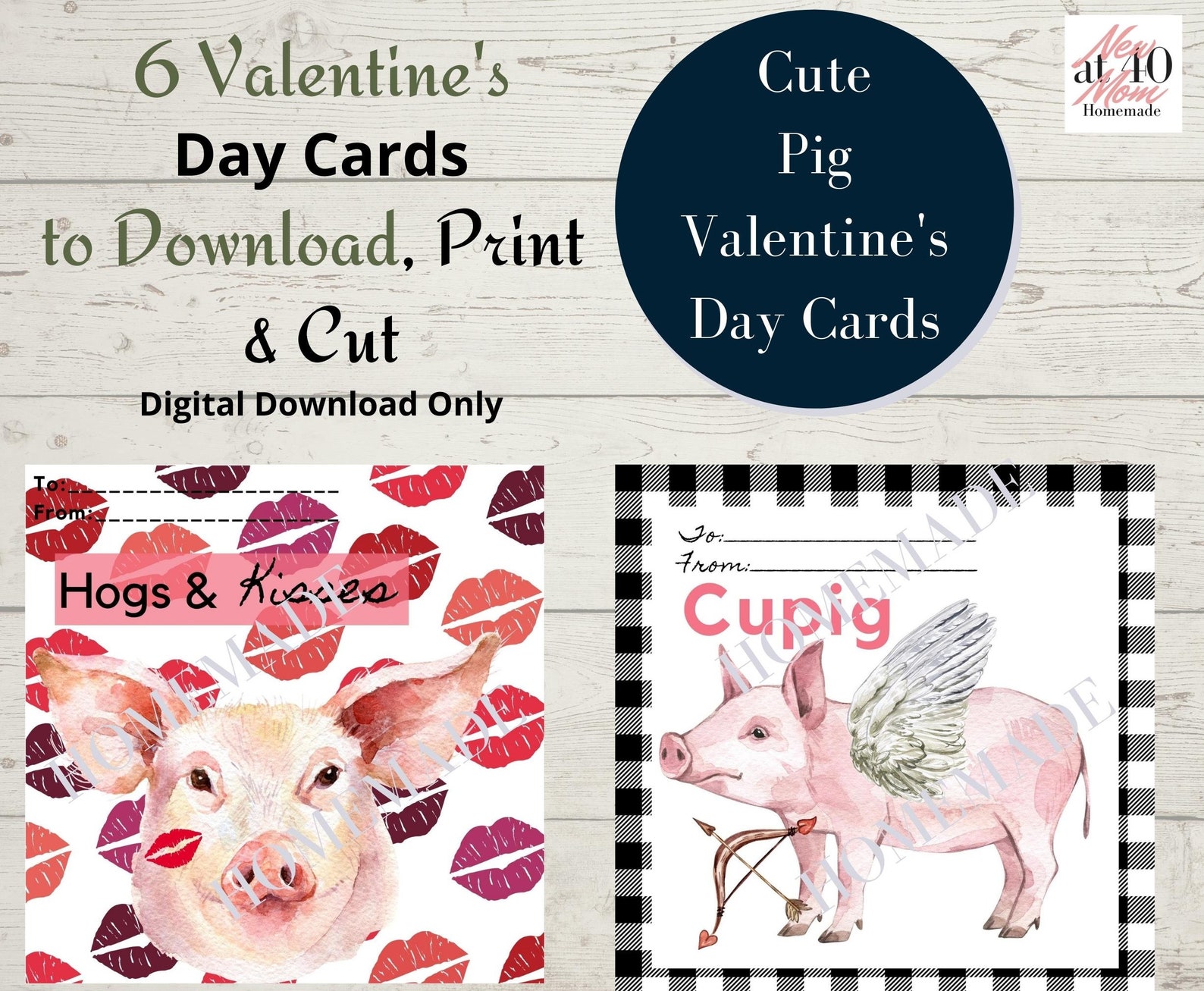 Pig Valentine Card Digital Download Pig Valentine Printable - Etsy