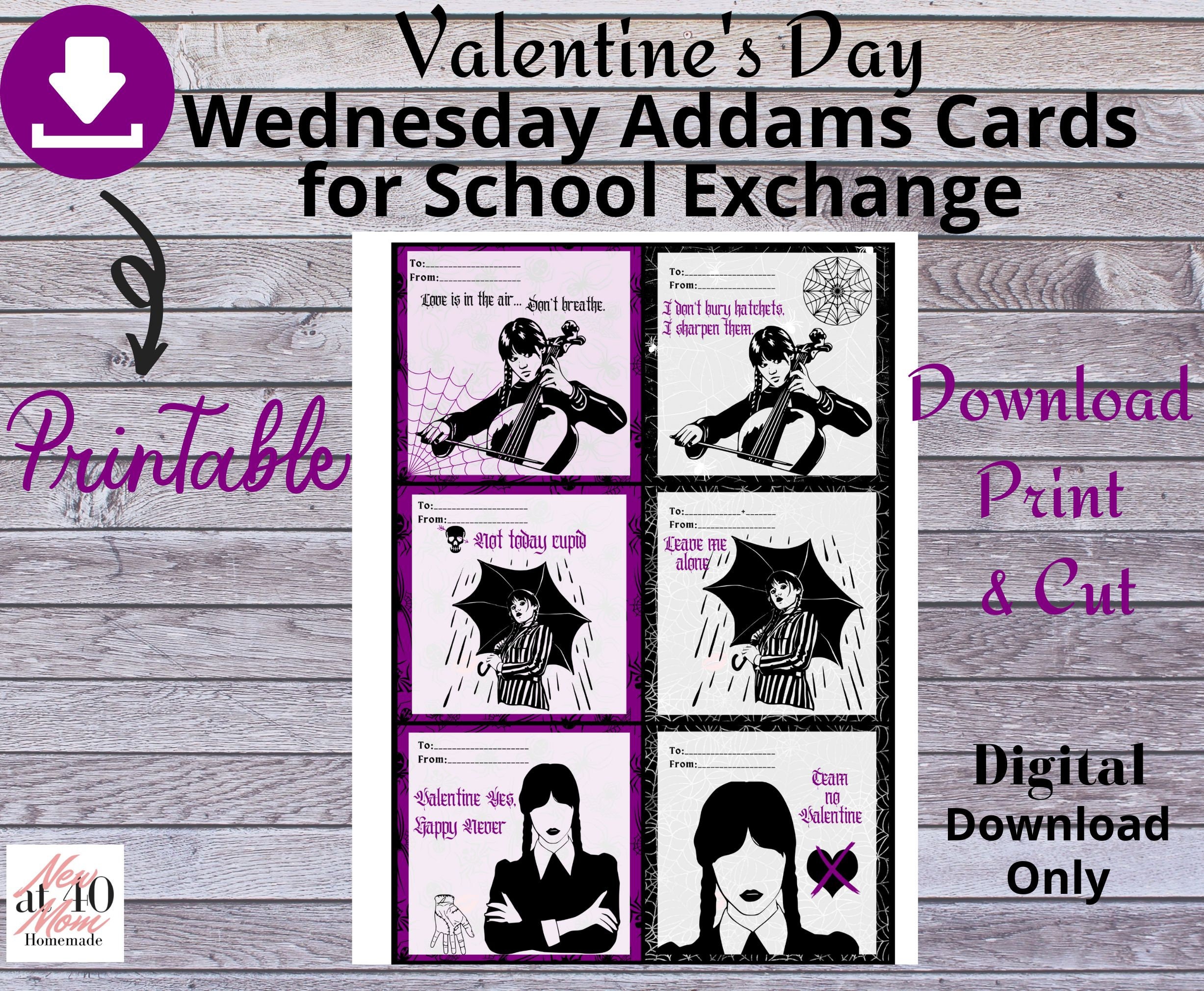 Wednesday Valentine Card, Digital Download Anti Valentine Printable ...
