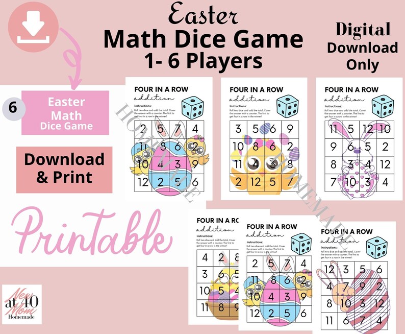 Easter Math Dice Game for Kids Download Print Dice Game - Etsy