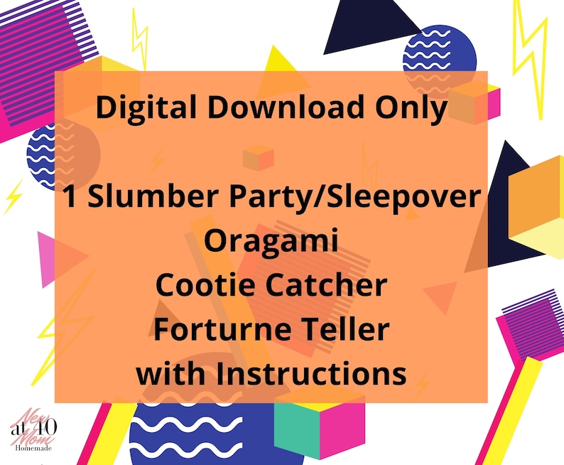 Sleep Over Cootie Catcher Game, Fortune Teller Game, Party Game. Party ...