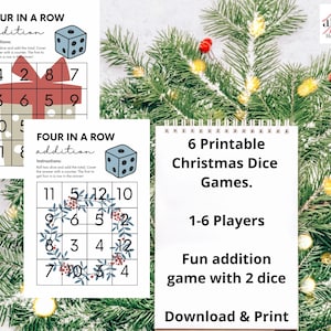 Christmas Math Dice Game for Kids, Download Print Dice Game, Digital ...