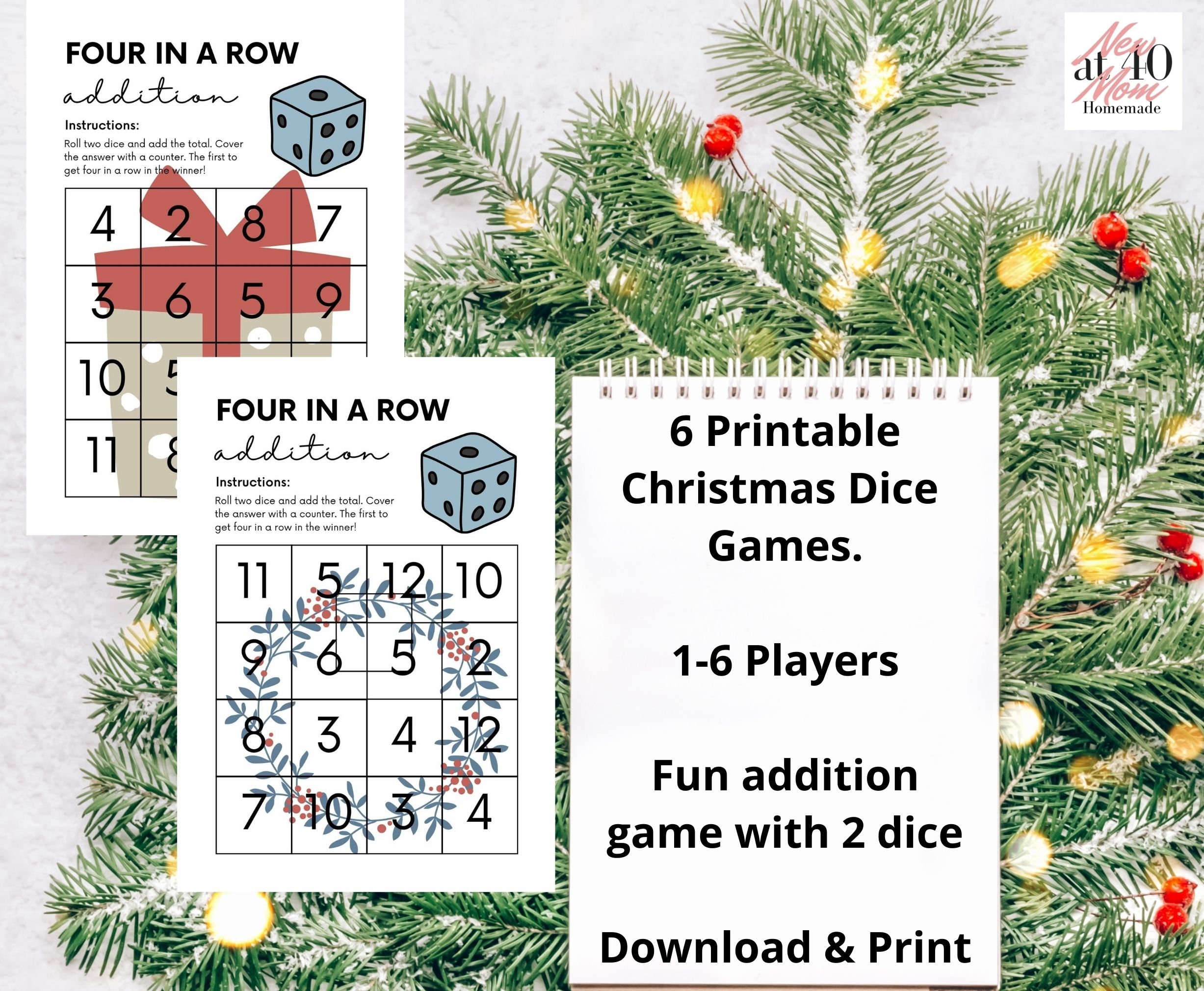 Christmas Math Dice Game for Kids, Download Print Dice Game, Digital ...