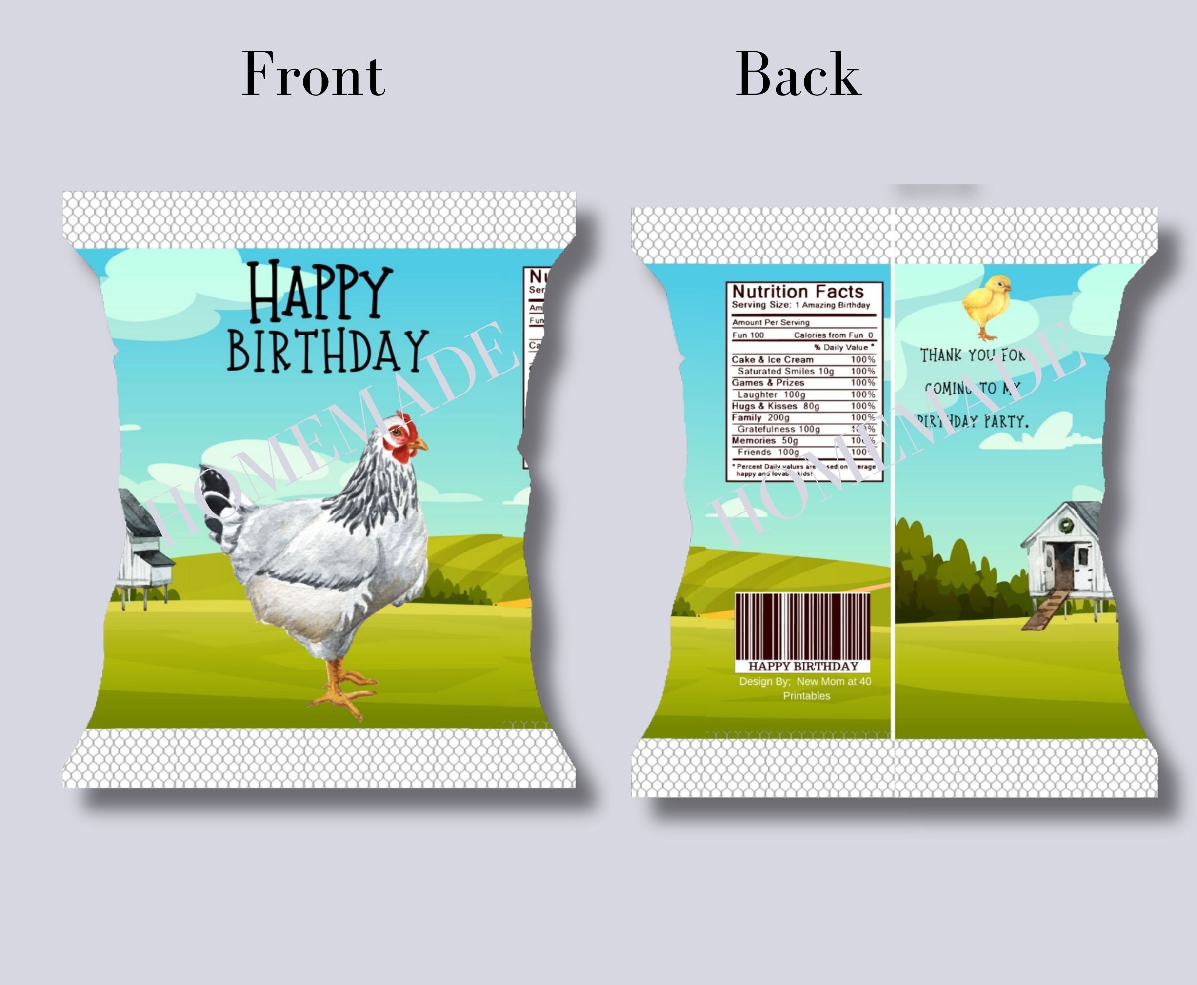 DIGITAL DOWNLOAD Chicken Theme Chip Bag Labels Printable, Chicken Treat ...