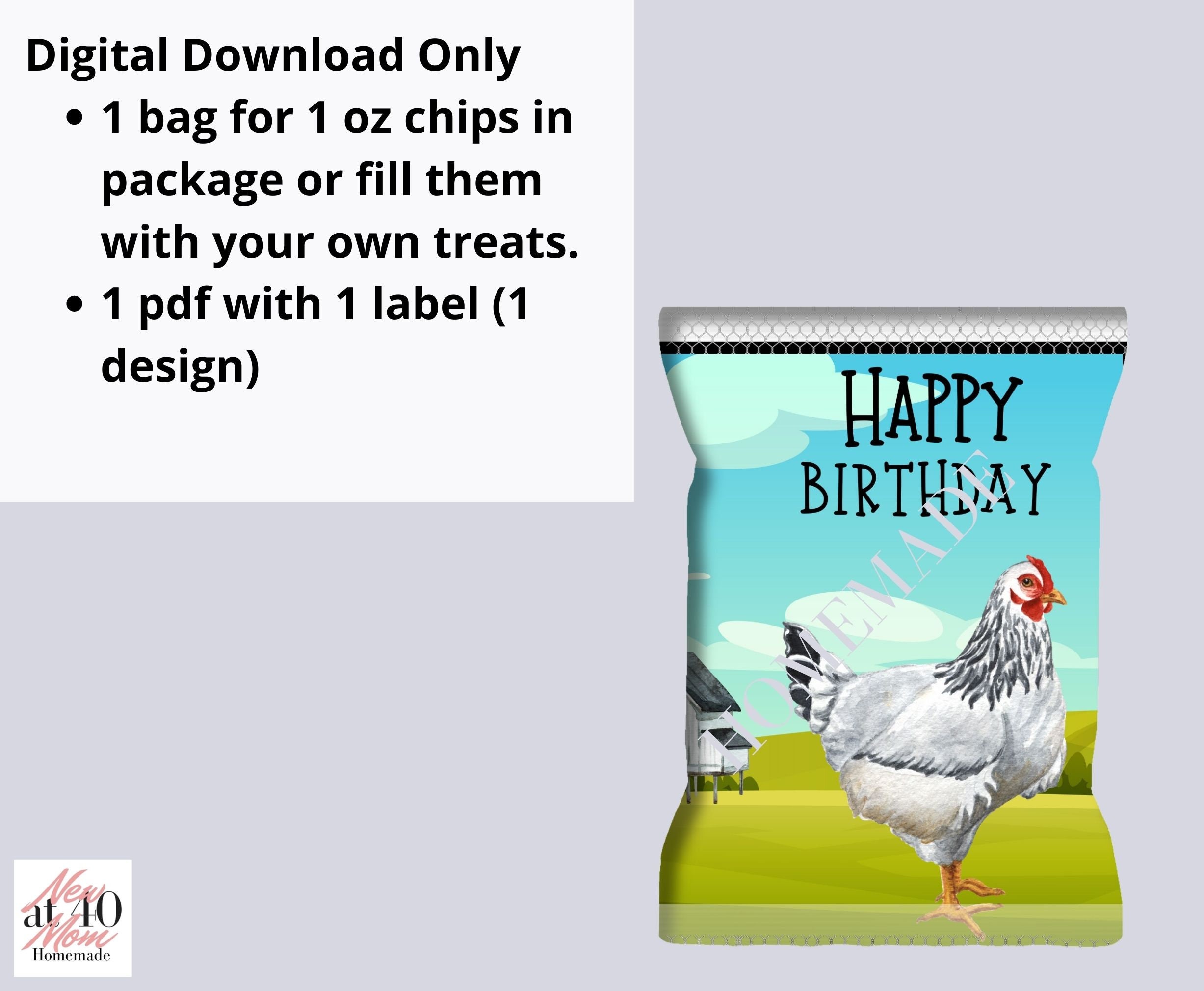 DIGITAL DOWNLOAD Chicken Theme Chip Bag Labels Printable, Chicken Treat ...