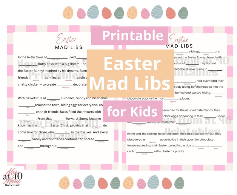 Easter Mad Libs for Kids Printable Sleepover Classroom Family Game ...