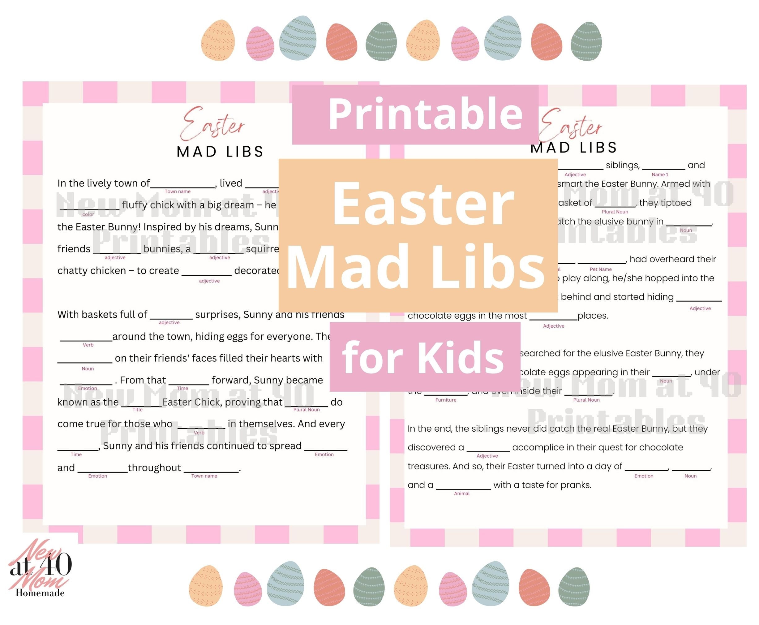 Easter Mad Libs for Kids Printable Sleepover Classroom Family Game ...