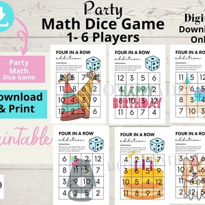 Birthday Party Day Math Dice Game for Kids, Download Print Dice Game ...