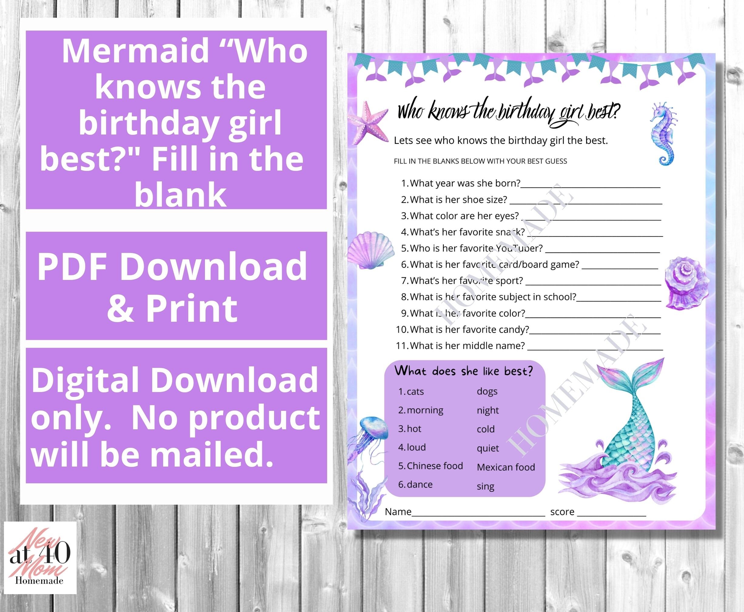 Instant Download Who Knows the Birthday Girl Best, Birthday Party Game ...