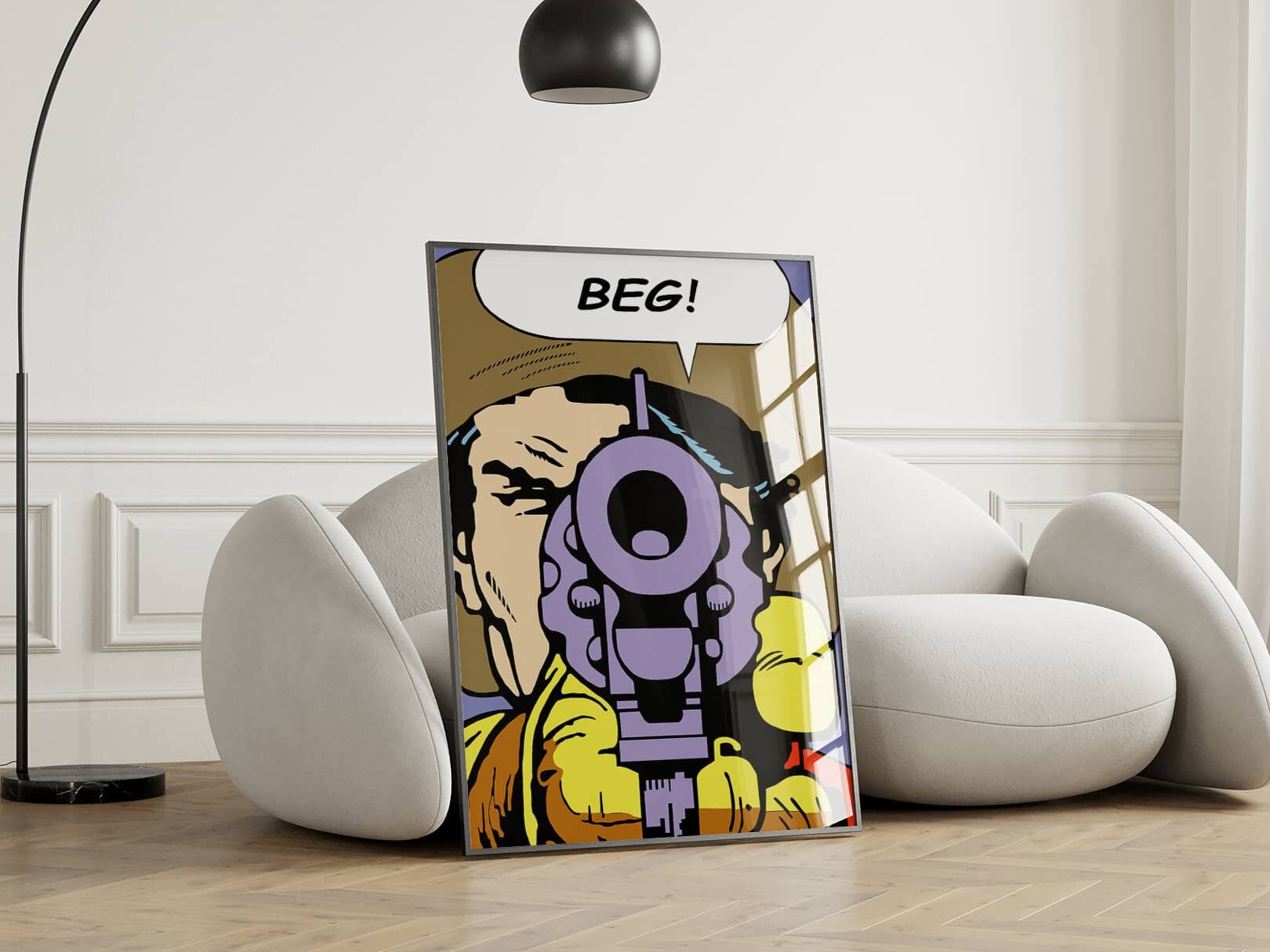 BEG! – Vintage Western Comic Art Print | Cowboy Standoff Poster | Bold ...