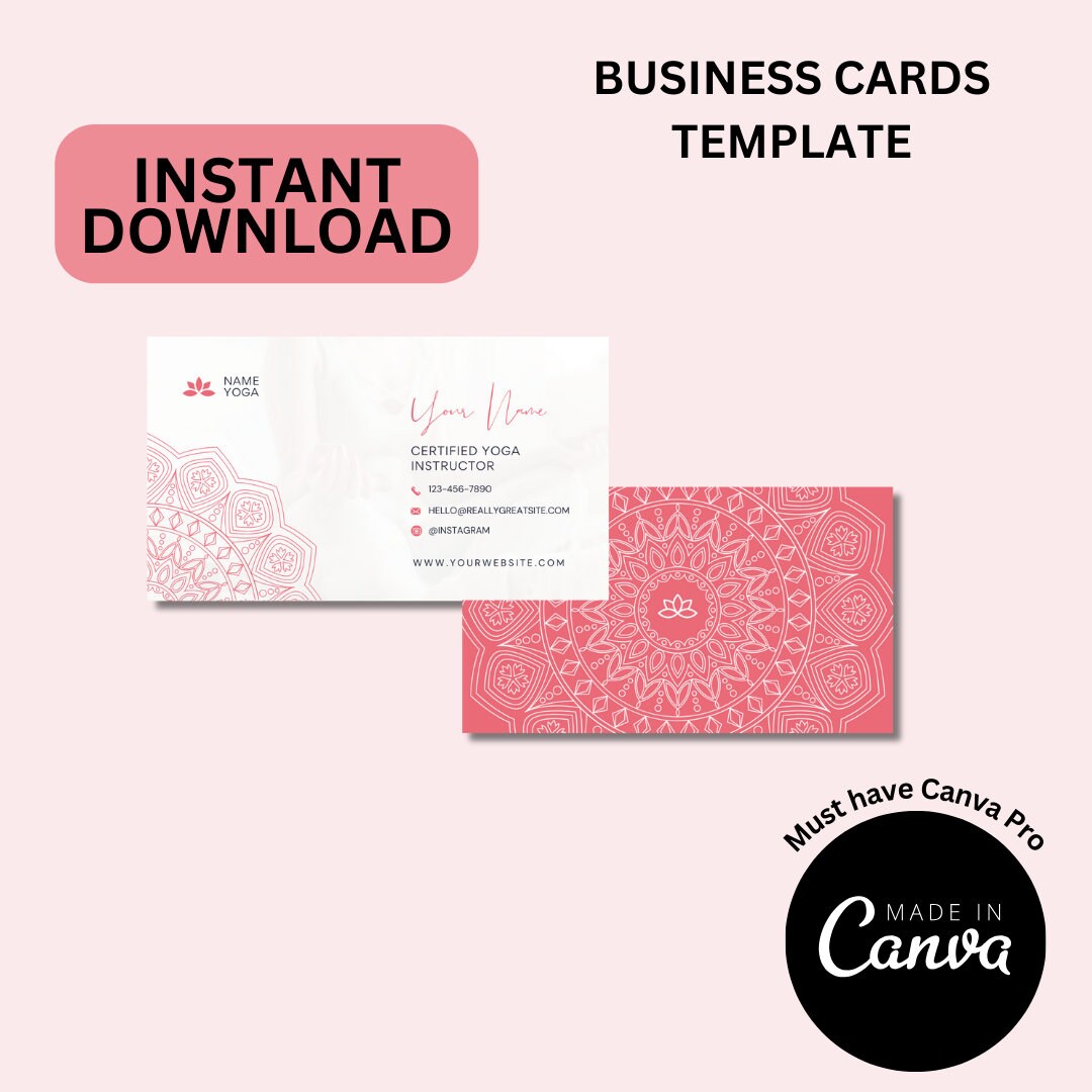 Pink Mandala Yoga Business Card Template (digital Download) - Etsy