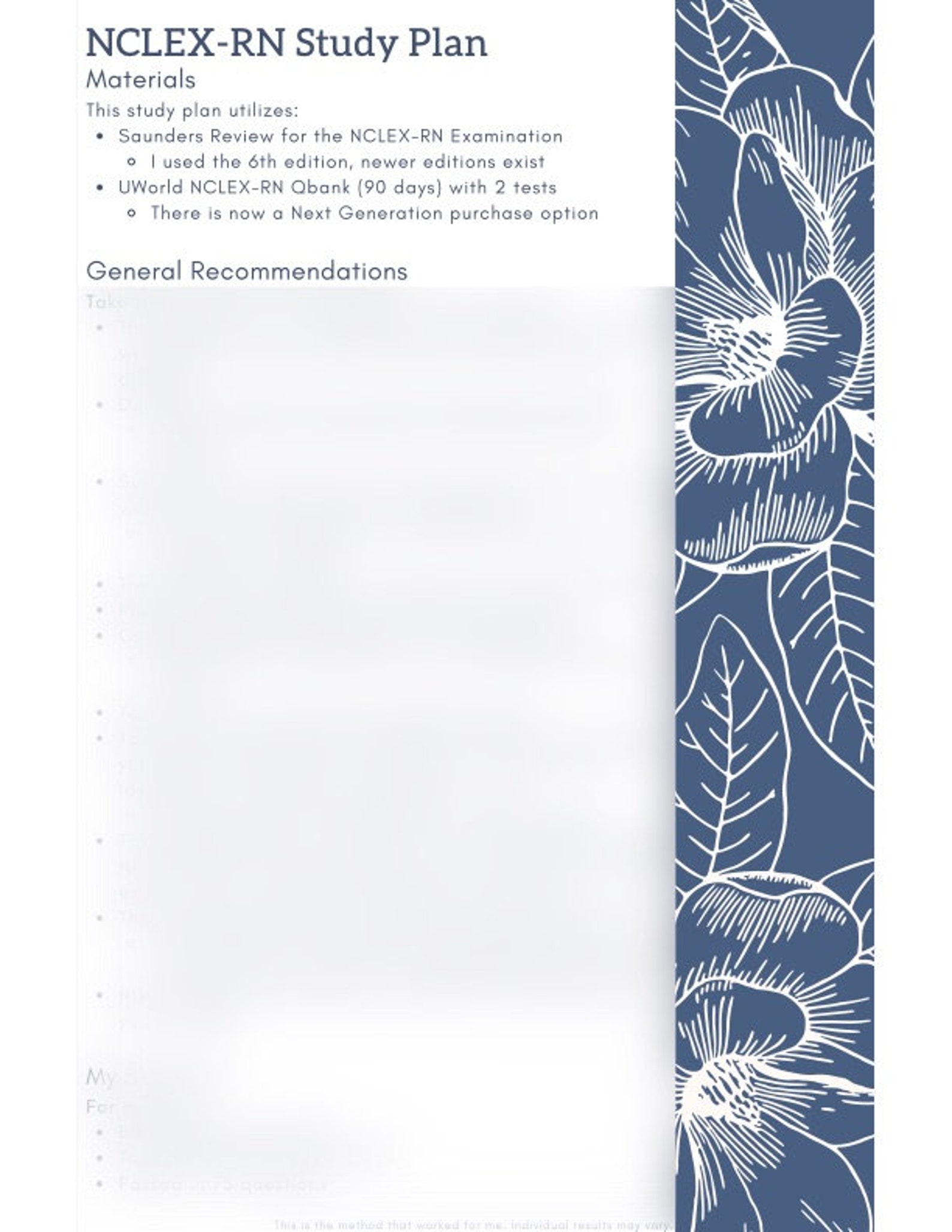 NCLEX-RN 12 Week Study Plan - Etsy