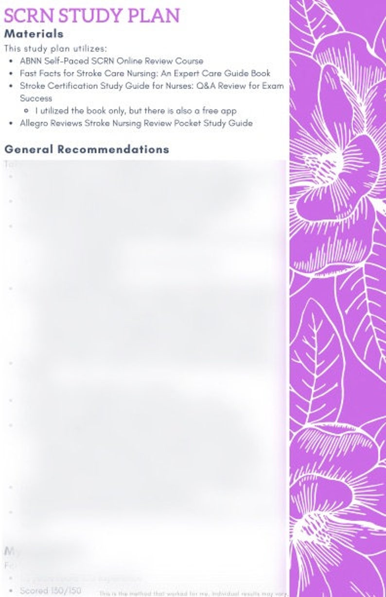 SCRN 6 Week Study Plan - Etsy